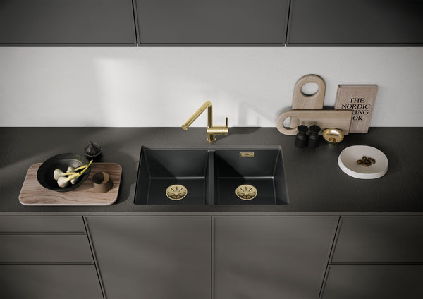 Blanco Double Bowl Waste Kit | Satin Gold - The Kitchen Hub