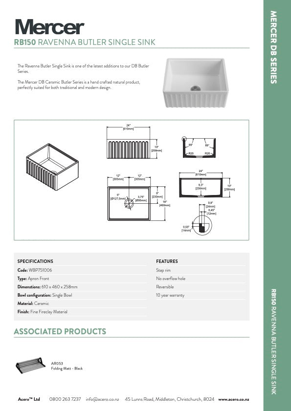 Mercer Single Ravenna Butler Sink - The Kitchen Hub