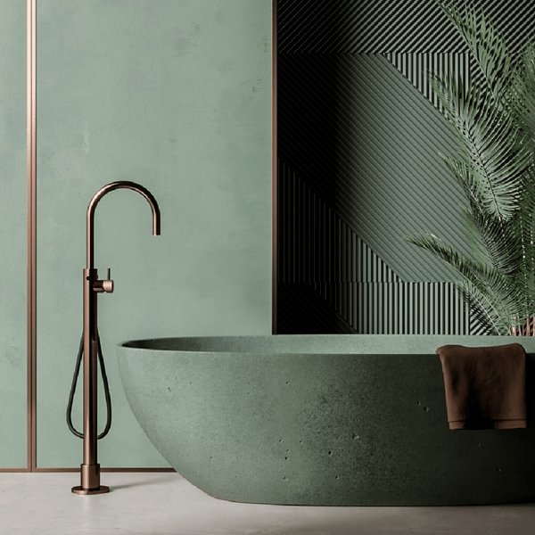 Buddy X Round Floor Mount Bath Filler with Handshower - The Kitchen Hub