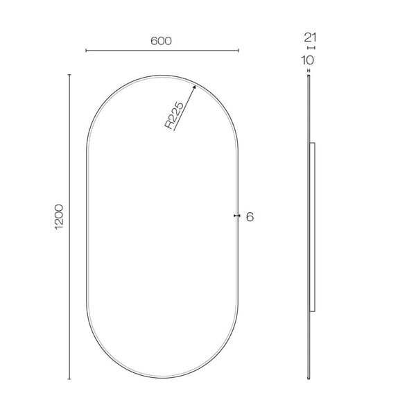 Mirror NZ | Mirrors | Frame 600 Pill Mirror | Black - The Kitchen Hub