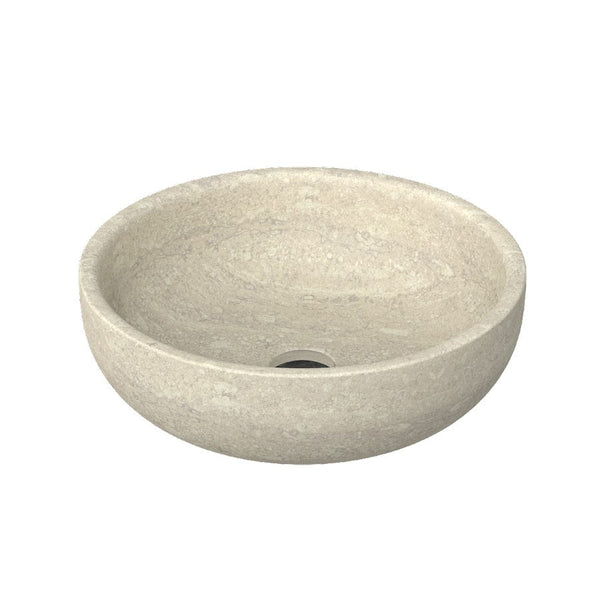 Stone Basin | Marmo Round Vessel Basin | Travertine - The Kitchen Hub