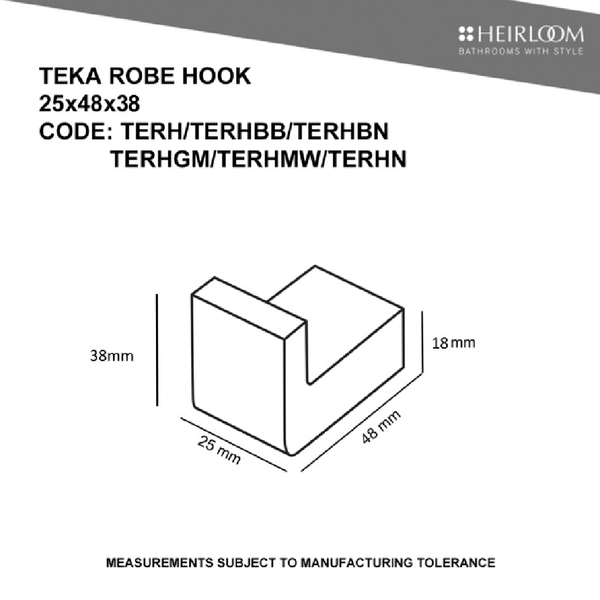 Heirloom Teka Robe Hook | Black - The Kitchen Hub