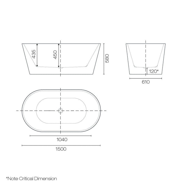 Tondo 1500 Freestanding Bath | Acrylic Bath - The Kitchen Hub