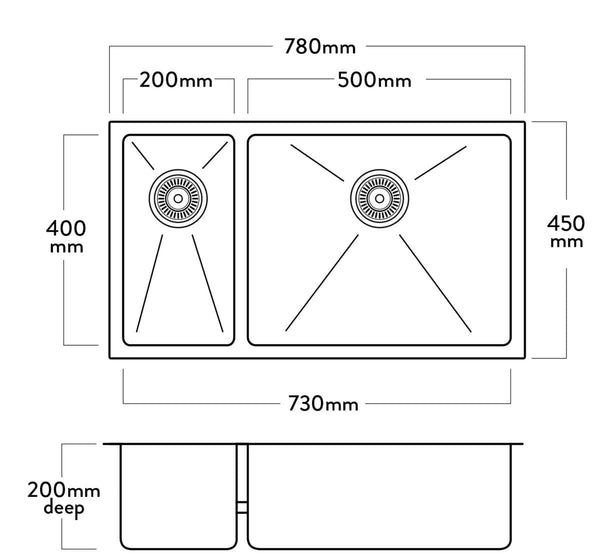 Mercer DV Worcester Double Sink | 200 + 500mm - The Kitchen Hub
