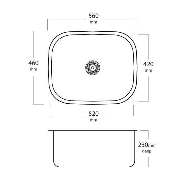 Laundry Sink - Mercer EL102 - 520 x 420mm - The Kitchen Hub